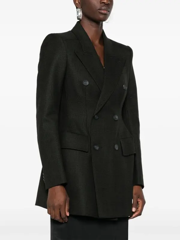 Balenciaga Hourglass Checked Wool Blazer