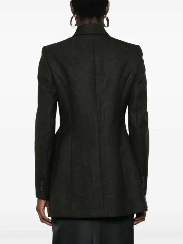 Balenciaga Hourglass Checked Wool Blazer