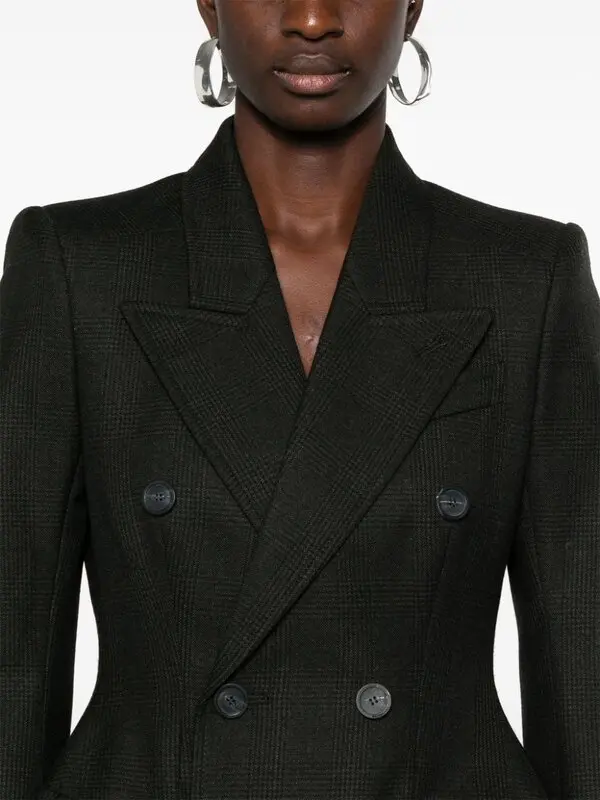 Balenciaga Hourglass Checked Wool Blazer