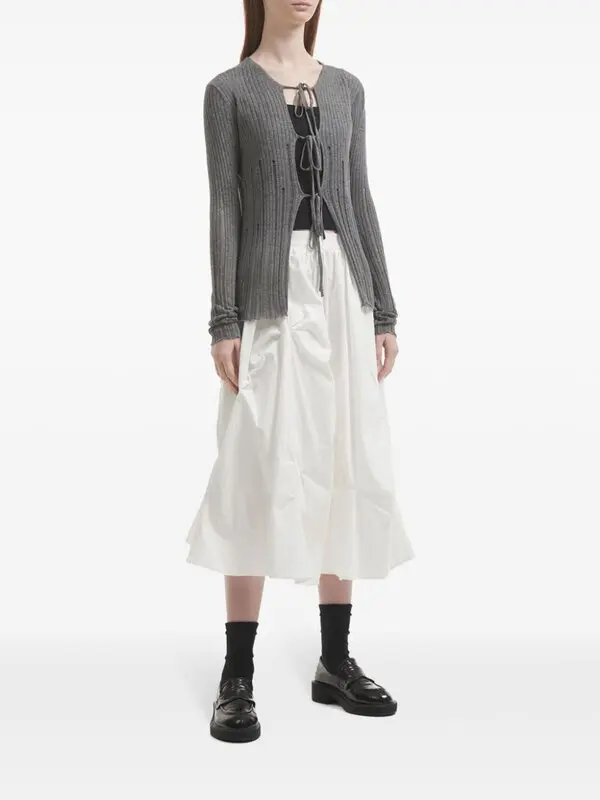 B+AB Distressed-effect Ribbed-knit Cardigan