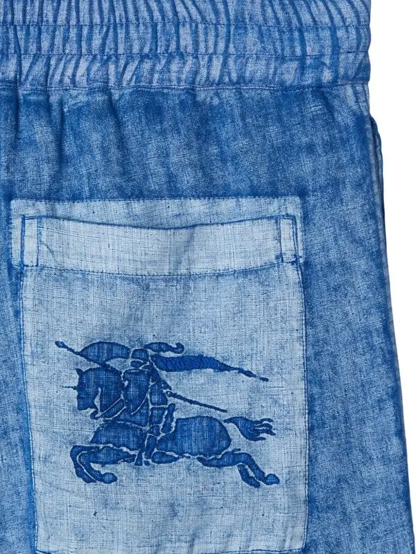 Burberry Equestrian Knight Appliqué Linen Shorts