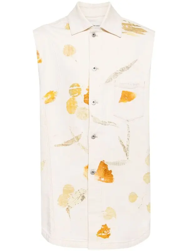 FENG CHEN WANG Leaf-print Denim Vest