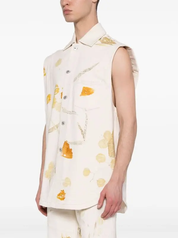 FENG CHEN WANG Leaf-print Denim Vest