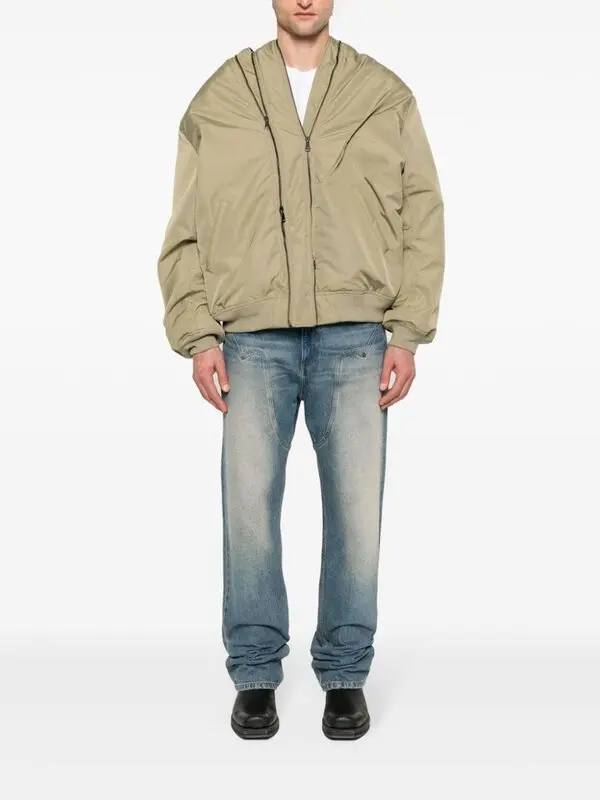 Y/Project Double-Zip Asymmetric Bomber Jacket In Green - 69% Off
