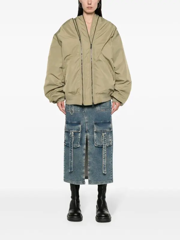 Y/Project Double-Zip Asymmetric Bomber Jacket In Green - 69% Off