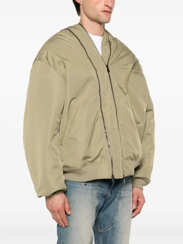 Y/Project Double-Zip Asymmetric Bomber Jacket In Green - 69% Off