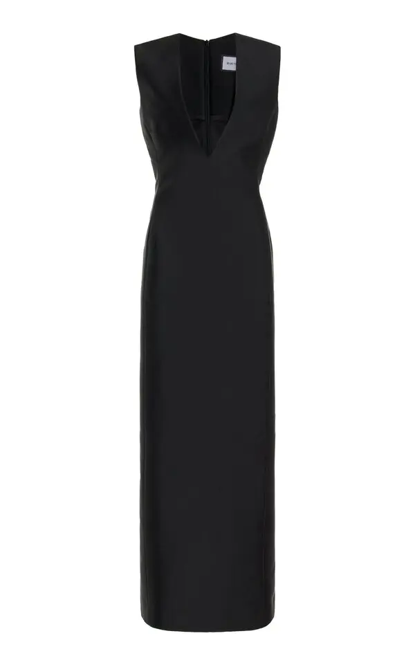 Beare Park The Eleanor Tailored Mikado Wool-Silk Maxi Dress - Black |  Editorialist