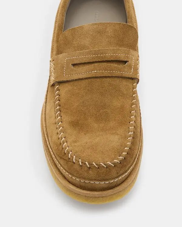 Allsaints Jago Suede Loafer Shoes In Tan - 60% Off 