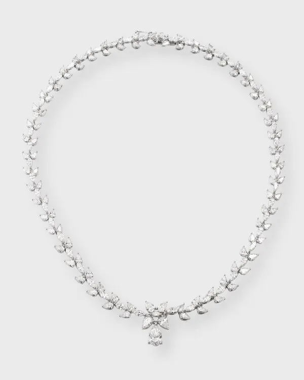 Neiman Marcus Lab Grown Diamond Marquise And Pear Necklace - White Gold