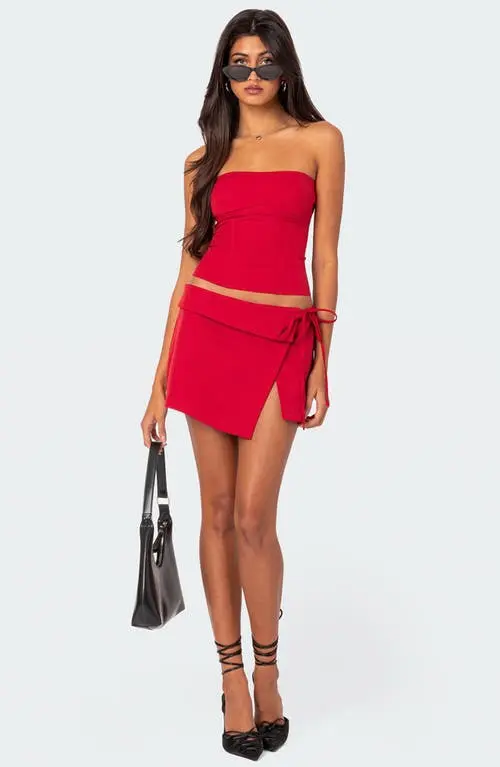 EDIKTED Selena Lace-up Corset Top - Red
