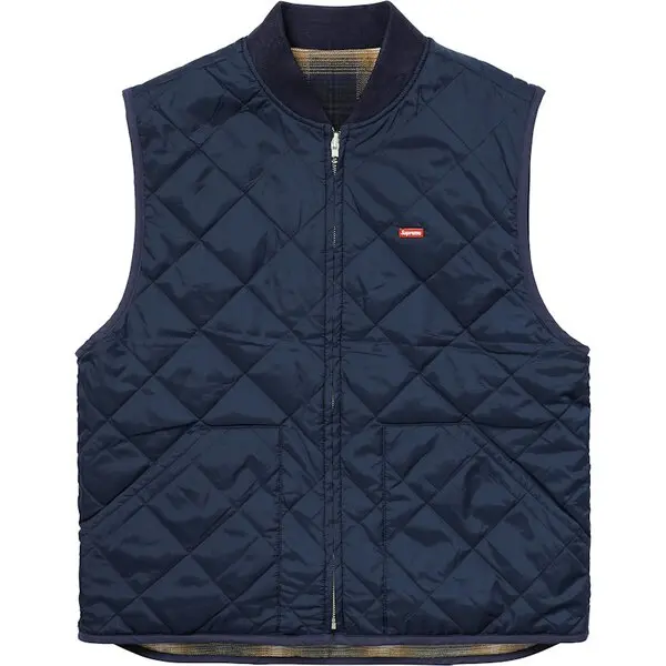 Supreme Reversible Shadow Plaid Vest - Navy Blue