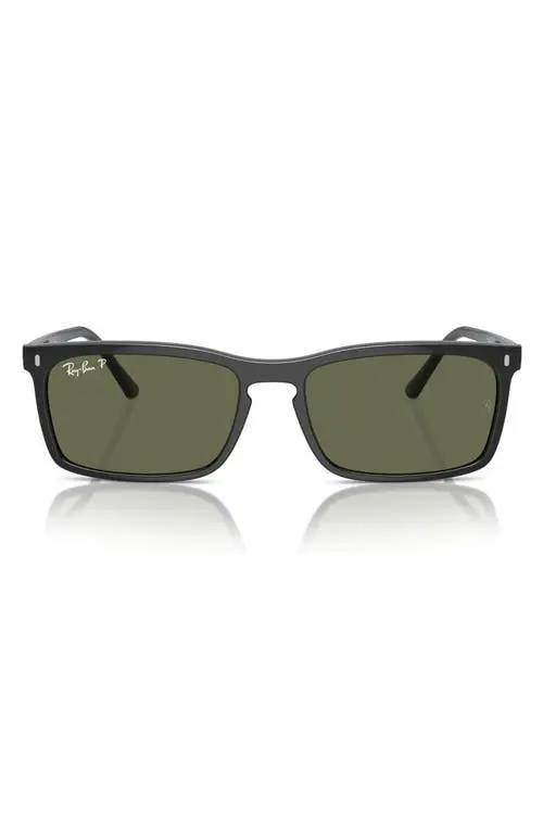 Ray-ban 59mm Polarized Rectangle Sunglasses - Black