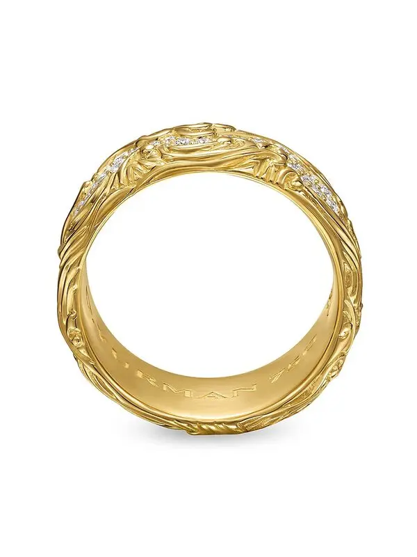 David Yurman Waves Band Ring In 18k Yellow Gold - Diamond