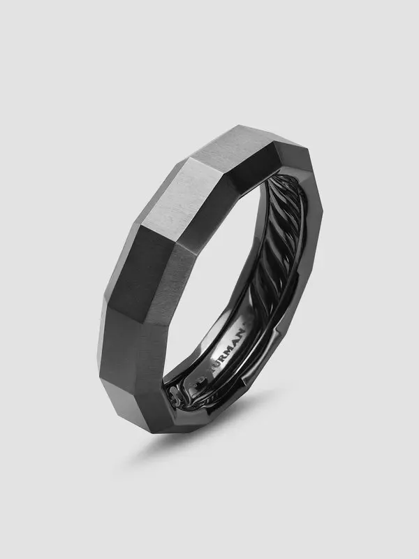 David Yurman Faceted Band Ring In Titanium, 6mm