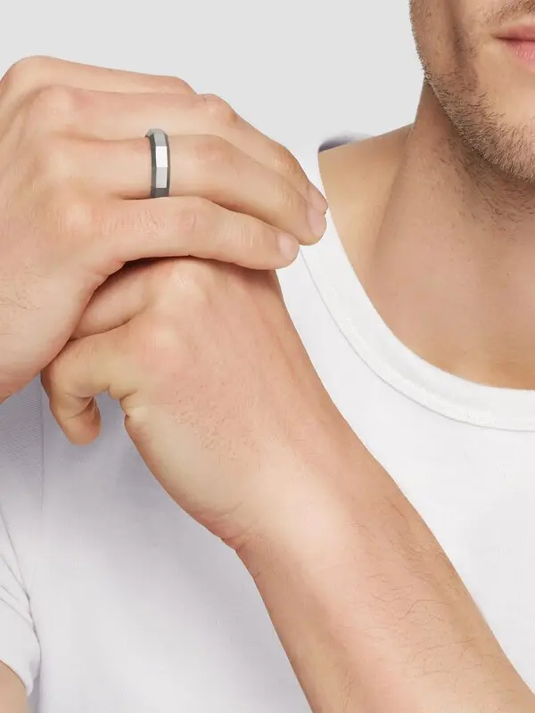 David Yurman Faceted Band Ring In Titanium
