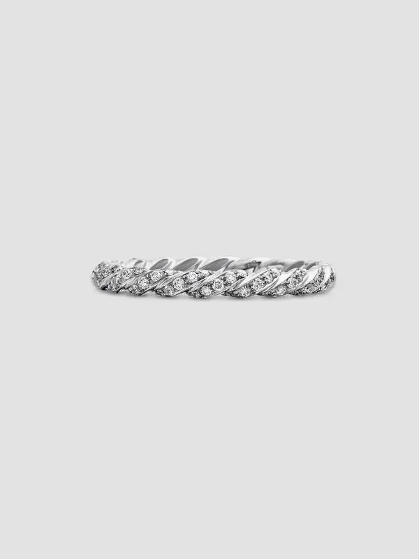David Yurman Pavé Petite Band Ring In 18k White Gold - Diamond
