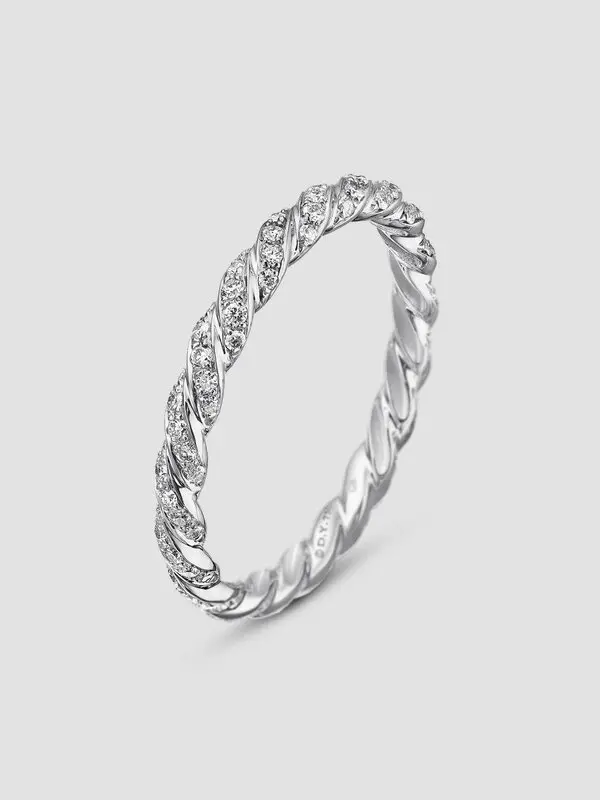 David Yurman Pavé Petite Band Ring In 18k White Gold