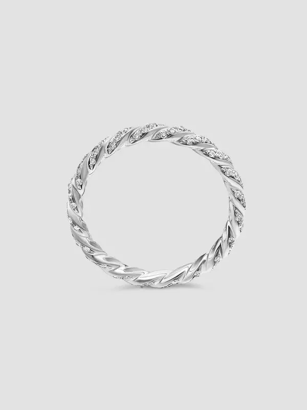 David Yurman Pavé Petite Band Ring In 18k White Gold