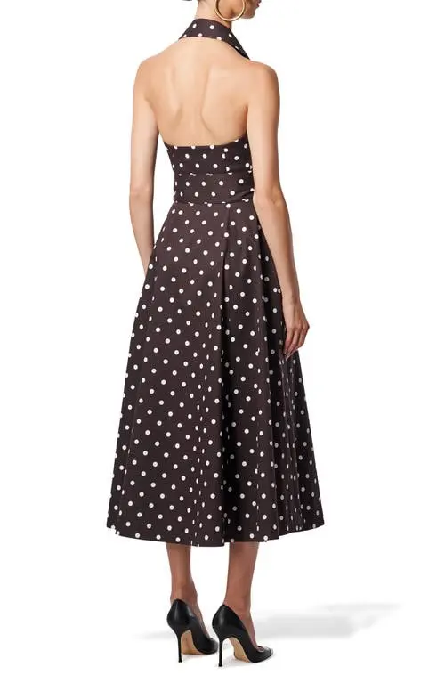 slim fit dress slacks Kimbelle Halter Maxi Dress Cream / Polka Dot