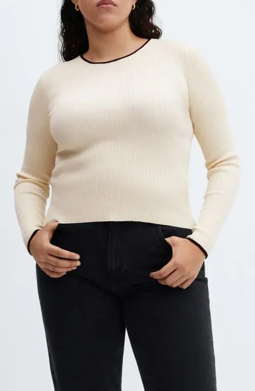 Mango Fitted Tipped Pullover Sweater