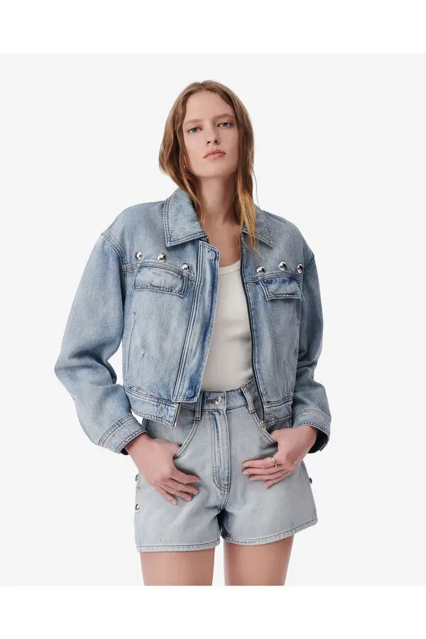 Iro Paris Tulvi Studded Denim Jacket In Blue 50% Off Editorialist