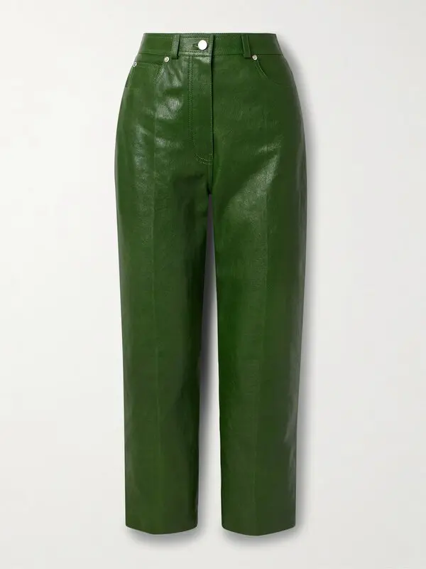 FERRAGAMO Cropped Straight-leg Leather Pants