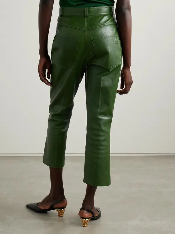 FERRAGAMO Cropped Straight-leg Leather Pants