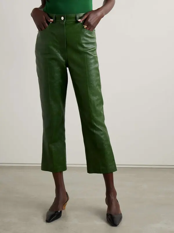FERRAGAMO Cropped Straight-leg Leather Pants