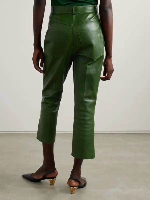 FERRAGAMO Cropped Straight-leg Leather Pants