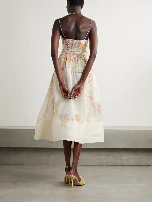 Zimmermann Natura Belted Floral-Print Linen And Silk-Blend Midi Dress In  Pink - 30% Off | Editorialist
