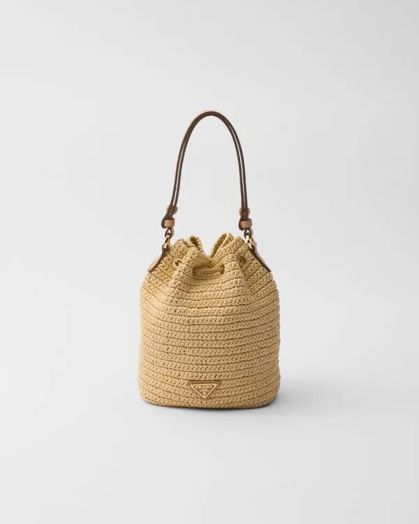 Prada Mini Crochet And Leather Bucket Bag