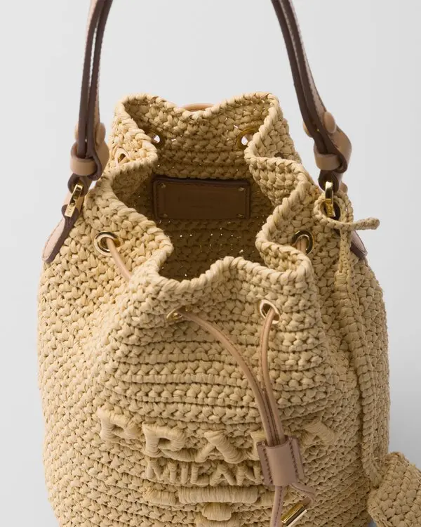 Prada Mini Crochet And Leather Bucket Bag