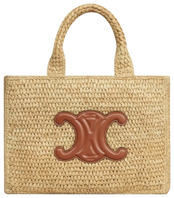 Celine Cabas Thais In Raffia And Calfskin