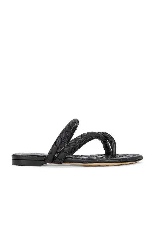 Bottega Veneta Leaf Flat Sandals Black Editorialist