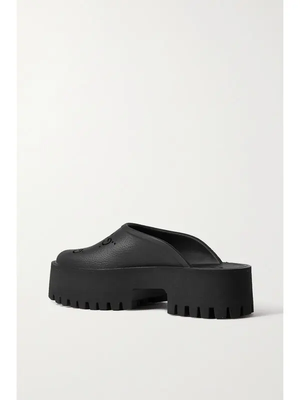 Gucci Elea Perforated Rubber Platform Mules