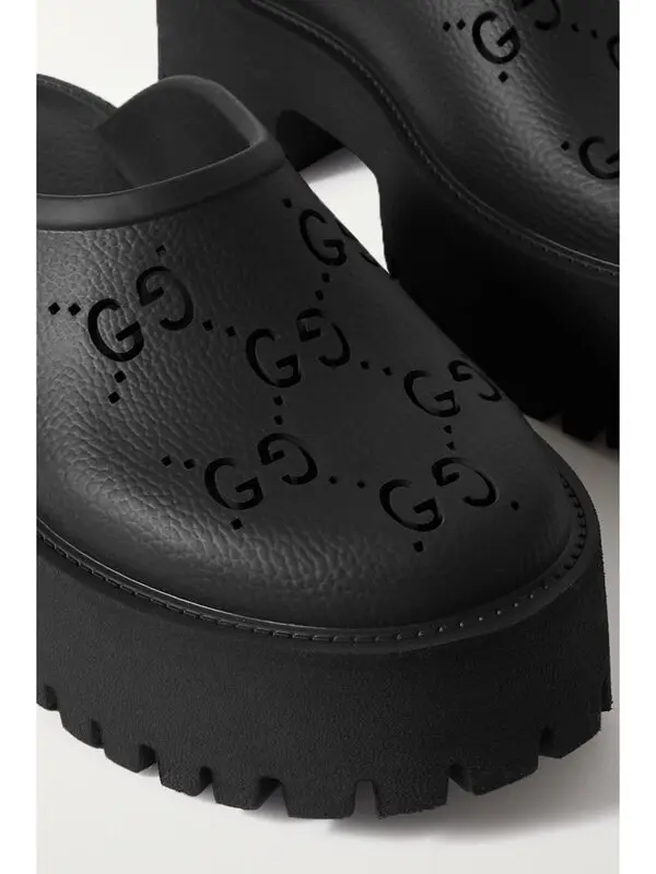 Gucci Elea Perforated Rubber Platform Mules