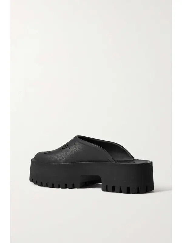 Gucci Elea Perforated Rubber Platform Mules