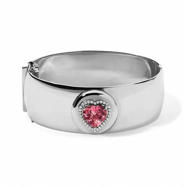 Stephanie Gottlieb 3 Carat Pink Tourmaline Heart Candy Button Bangle