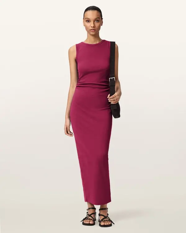 ALLSAINTS Katarina Bodycon Maxi Dress - Pop Raspberry Pink