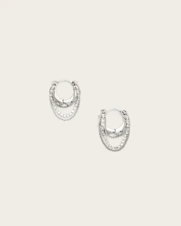 ALLSAINTS Trudy Small Chain Hoop Earrings - Silver