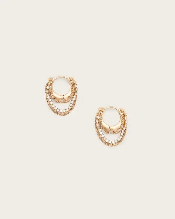 ALLSAINTS Trudy Small Chain Hoop Earrings - Warm Brass/grey