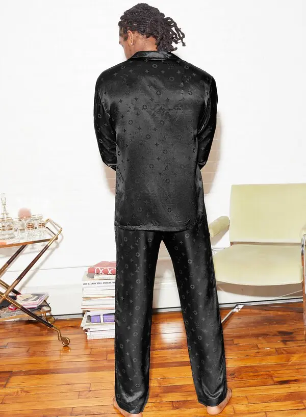 FLEUR DU MAL Silk Jacquard Pj Pant - Black