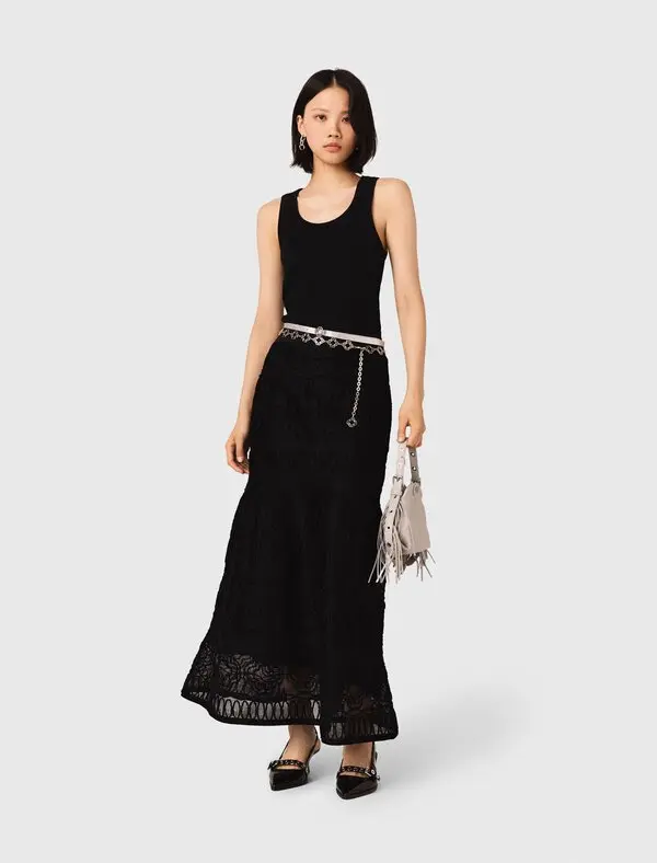 Maje Ribbed Knit Tank Top With Round Neckline - Black