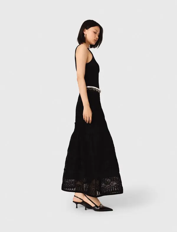 Maje Ribbed Knit Tank Top With Round Neckline - Black