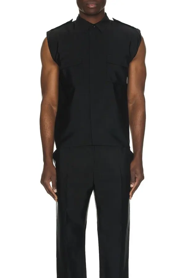 Saint Laurent Sleeveless Saharienne Shirt