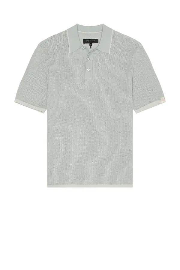 Rag & Bone Harvey Knit Polo - Light Blue