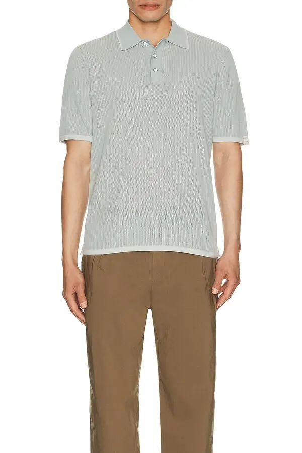 Rag & Bone Harvey Knit Polo - Light Blue