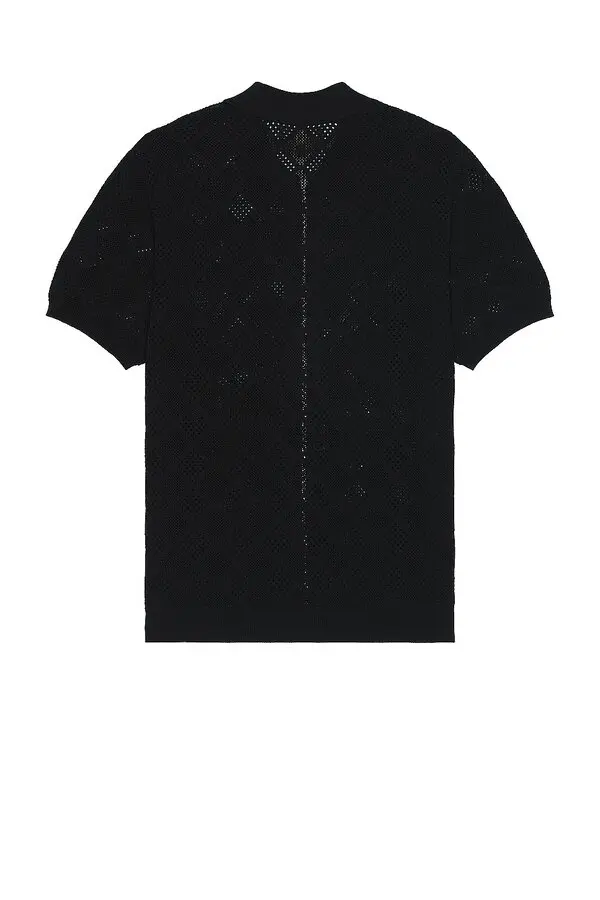 BEAMS Zip Knit Polo Mesh In Cream