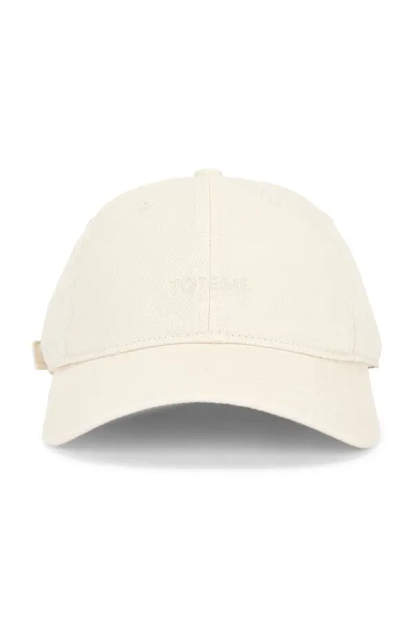 TOTEME Leather Trim Cotton Cap - Pebble