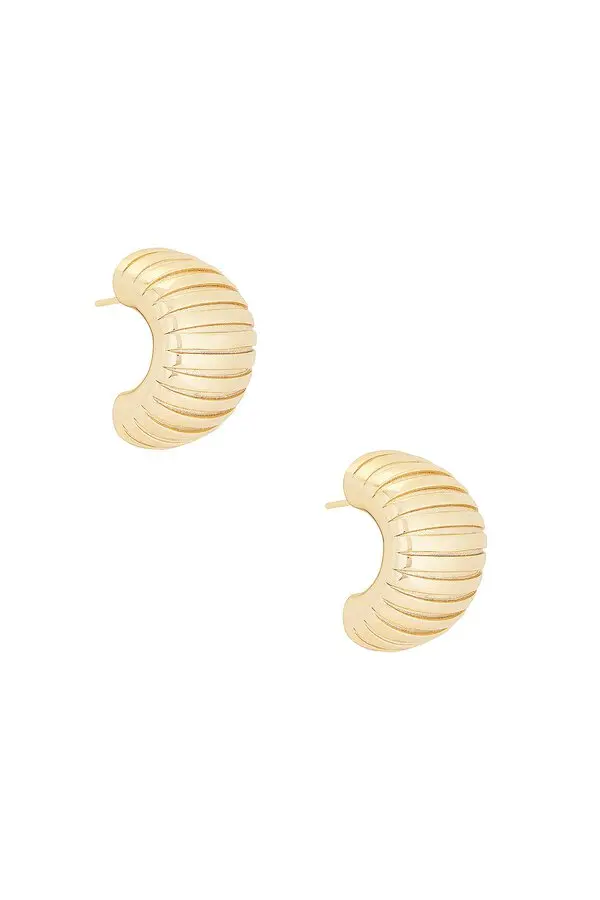 MEGA Small Step Hoop Earrings - 14k Yellow Gold Plated